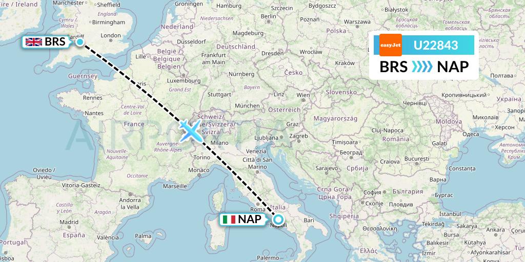 U22843 Flight Status EasyJet: Bristol to Naples (EZY2843)