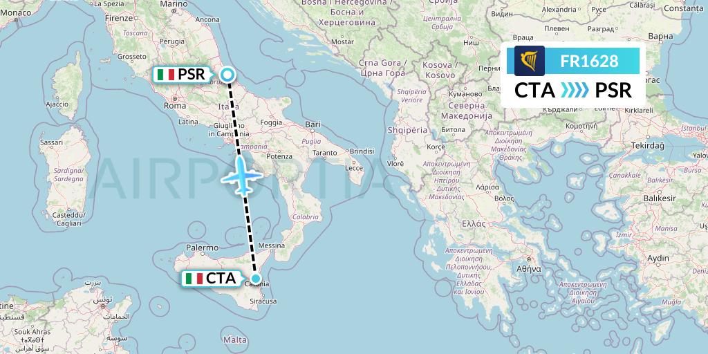 FR1628 Flight Status Ryanair: Catania to Pescara (RYR1628)