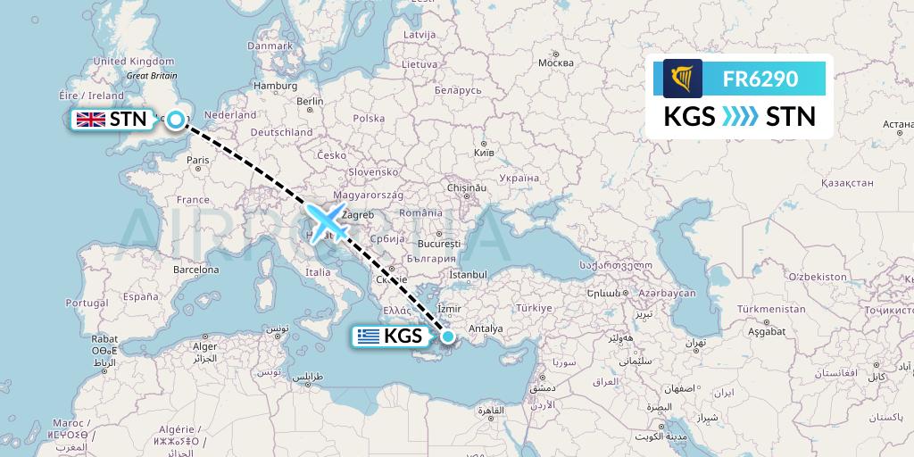 FR6290 Flight Status Ryanair: Kos to London (RYR6290)