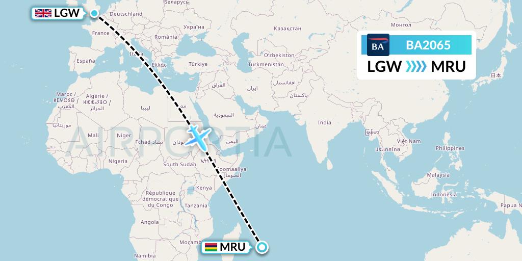 BA2065 Flight Status British Airways: London to Port Louis (BAW2065)