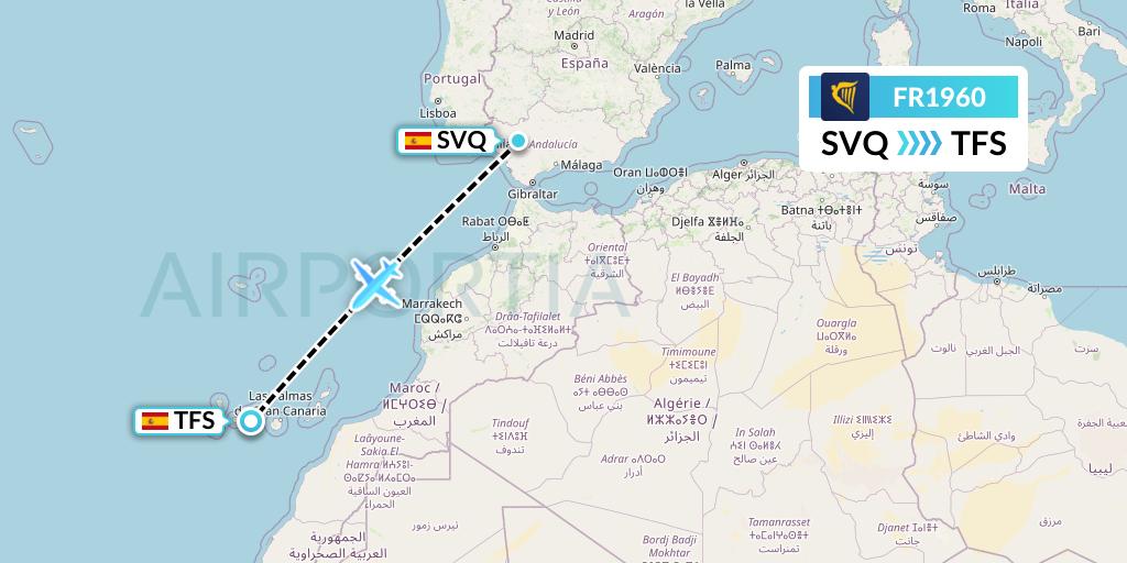 FR1960 Flight Status Ryanair: Seville to Tenerife (RYR1960)