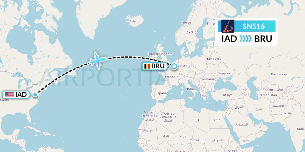 SN516 Flight Status Brussels Airlines: Washington to Brussels (DAT516)