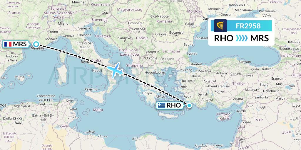 FR2958 Flight Status Ryanair: Rhodes to Marseille (RYR2958)