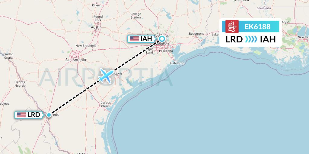 EK6188 Flight Status Emirates: Laredo to Houston (UAE6188)