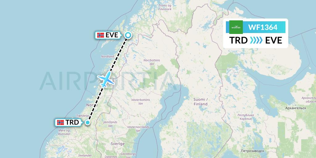 WF1364 Flight Status Wideroe: Trondheim to Harstad (WIF1364)