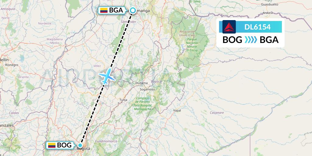 DL6154 Flight Status Delta Air Lines: Bogota to Bucaramanga (DAL6154)