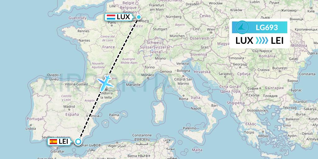 LG693 Flight Status Luxair: Luxembourg to Almeria (LGL693)