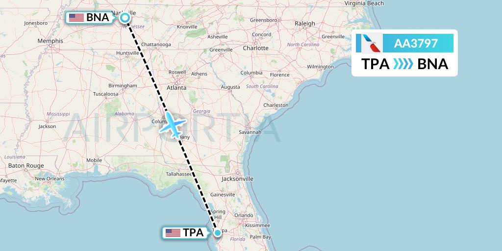 AA3797 Flight Status American Airlines: Tampa to Nashville (AAL3797)