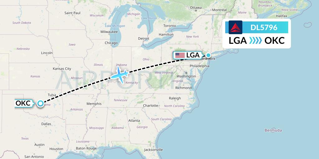 DL5796 Flight Status Delta Air Lines: New York to Oklahoma City (DAL5796)