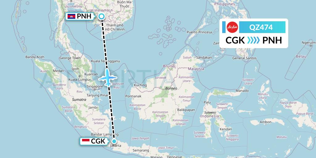 QZ474 Flight Status Indonesia AirAsia: Jakarta to Phnom Penh (AWQ474)