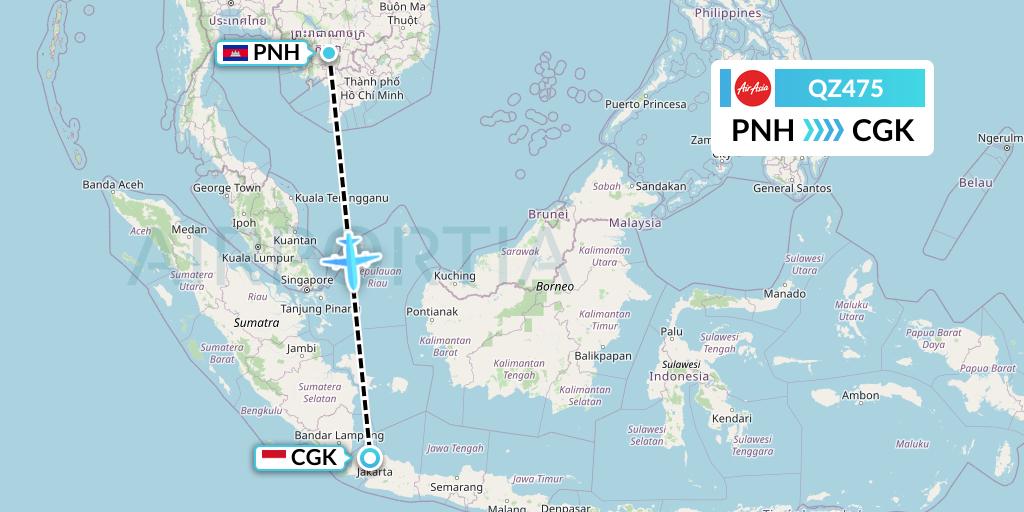 QZ475 Flight Status Indonesia AirAsia: Phnom Penh to Jakarta (AWQ475)