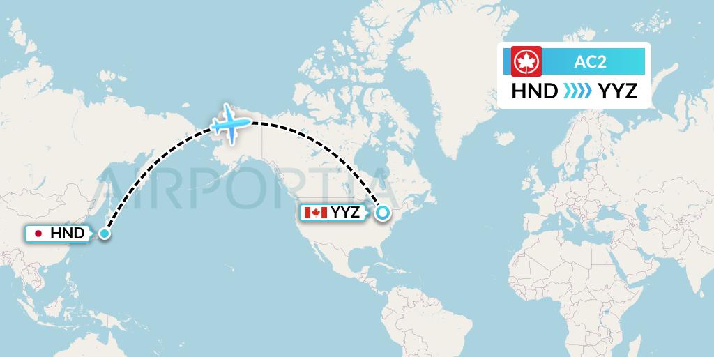AC2 Flight Status Air Canada: Tokyo to Toronto (ACA2)
