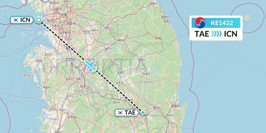 KE1432 Flight Status Korean Air: Daegu to Seoul (KAL1432)