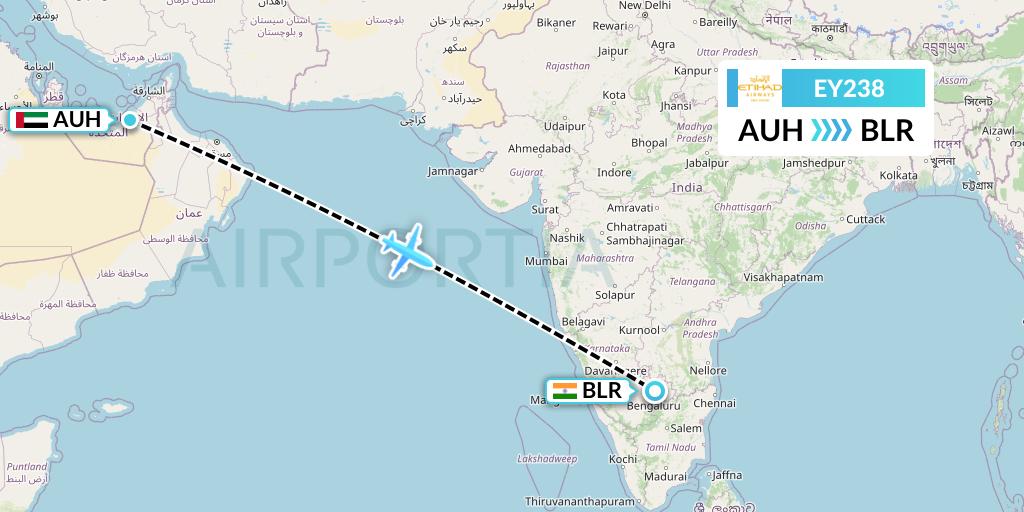EY238 Flight Status Etihad Airways: Abu Dhabi to Bangalore (ETD238)