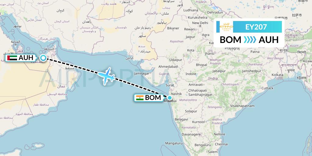 EY207 Flight Status Etihad Airways: Mumbai to Abu Dhabi (ETD207)