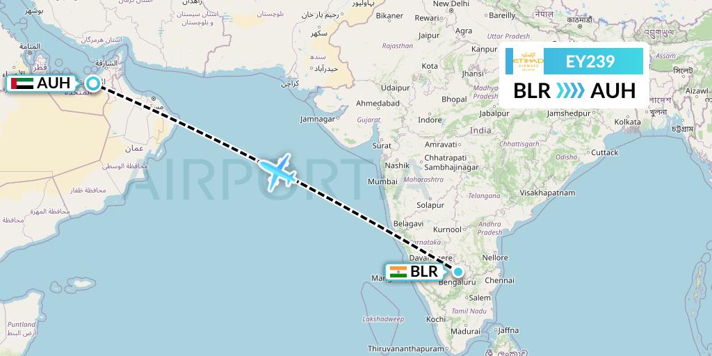 EY239 Flight Status Etihad Airways: Bangalore to Abu Dhabi (ETD239)
