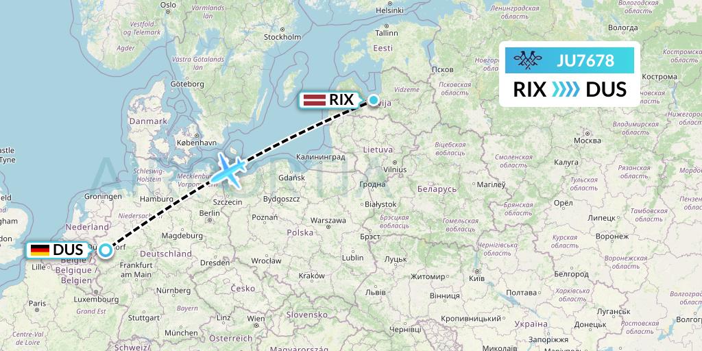 JU7678 Flight Status AirSERBIA: Riga to Dusseldorf (ASL7678)