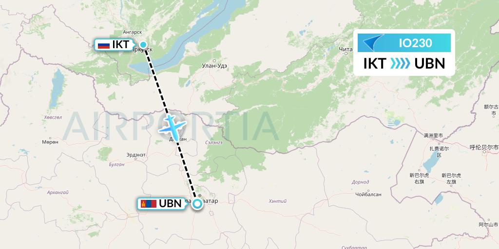 IO230 Flight Status IrAero: Irkutsk to Ulan Bator (IAE230)