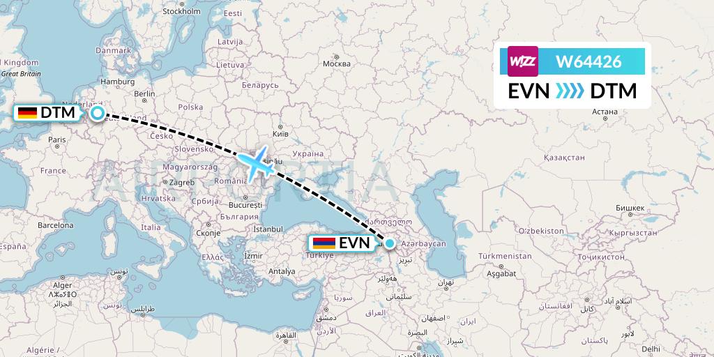 W64426 Flight Status Wizz Air: Yerevan to Dortmund (WZZ4426)