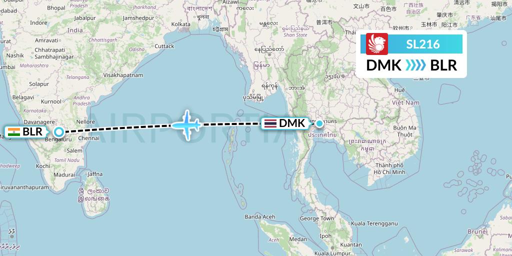 SL216 Flight Status Thai Lion Air: Bangkok to Bangalore (TLM216)
