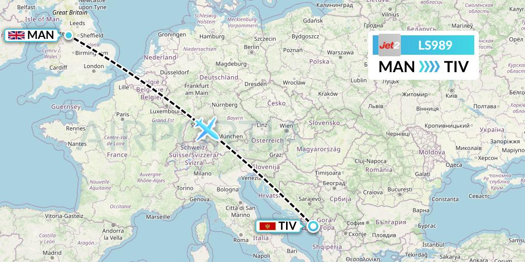 LS989 Flight Status Jet2: Manchester to Tivat (EXS989)