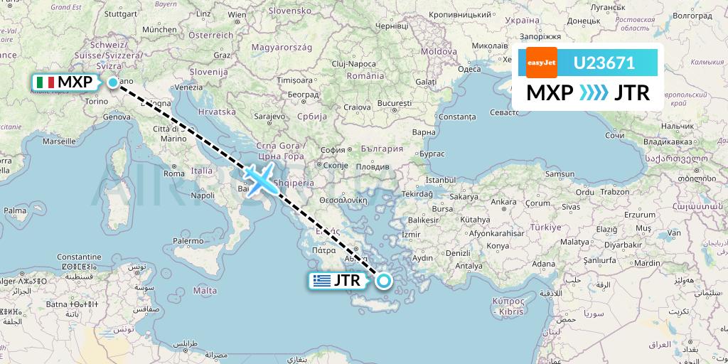 U23671 Flight Status EasyJet: Milan to Santorini (EZY3671)
