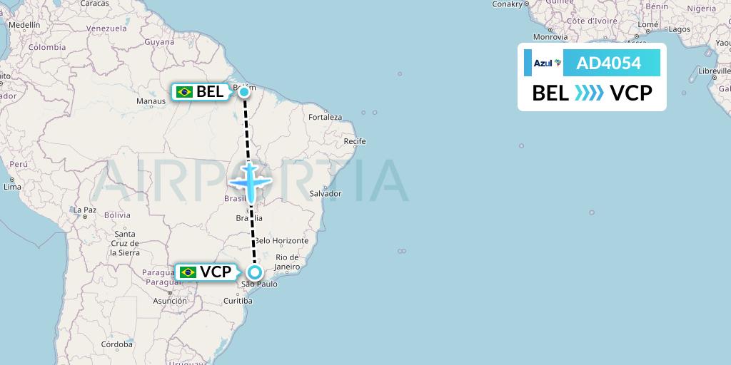 AD4054 Flight Status Azul Brazilian Airlines: Belem to Campinas (AZU4054)