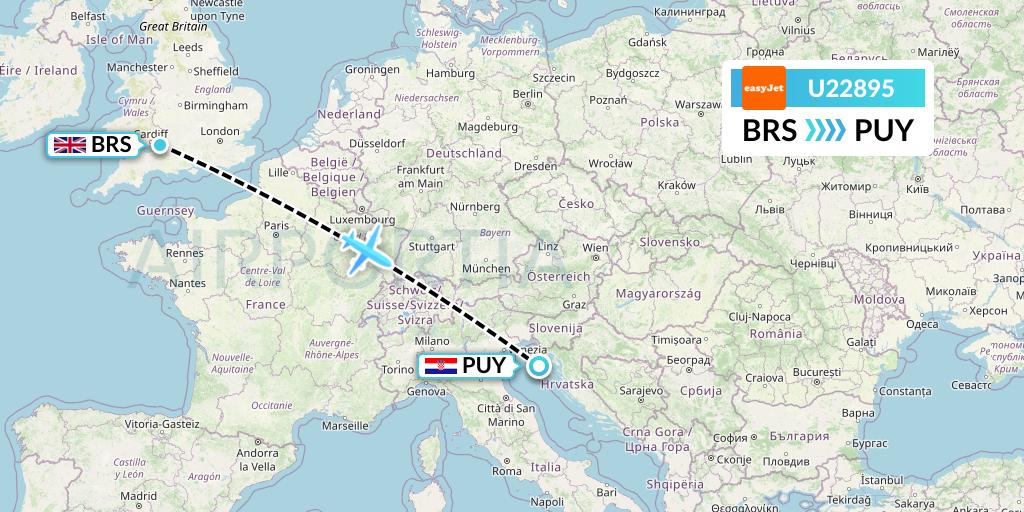 U22895 Flight Status EasyJet: Bristol to Pula (EZY2895)