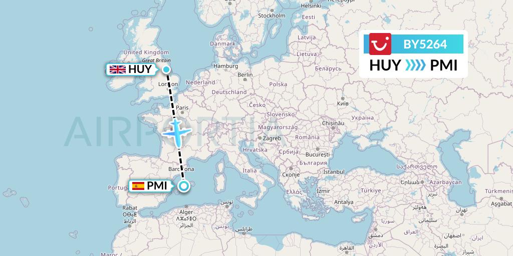 BY5264 Flight Status TUI Airways: Humberside to Palma de Mallorca (TOM5264)