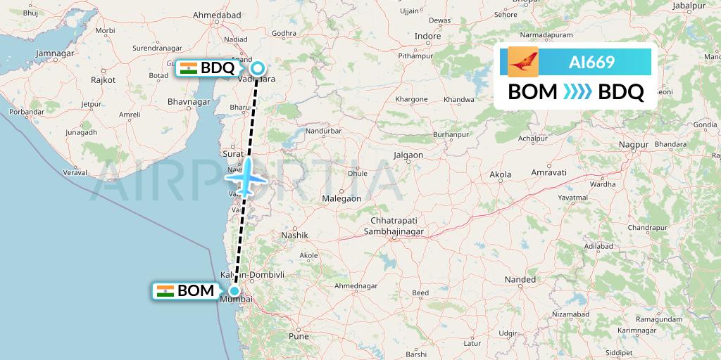 AI669 Flight Status Air India: Mumbai to Vadodara (AIC669)