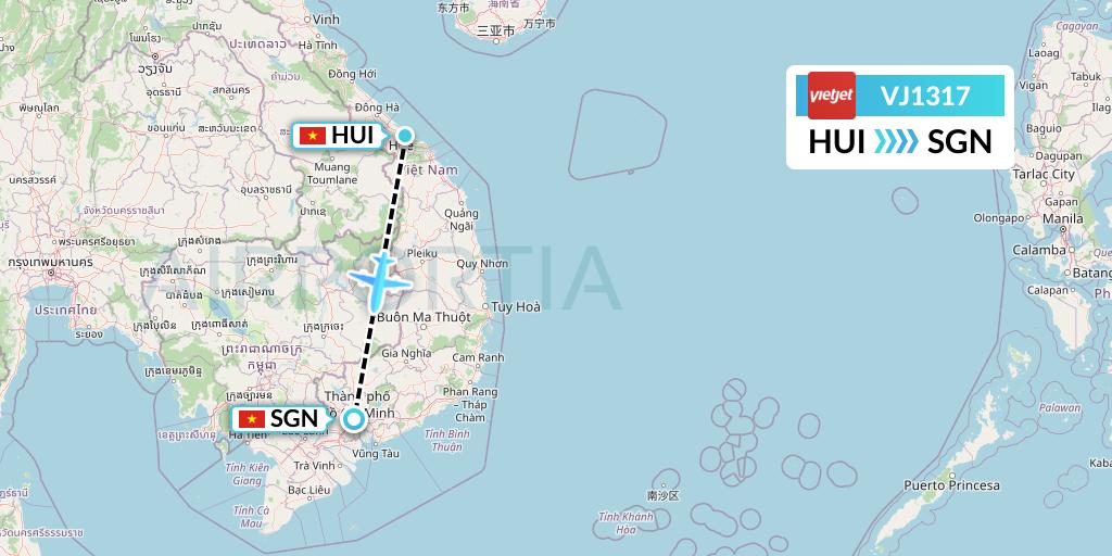 VJ1317 Flight Status VietJet Air: Hue to Ho Chi Minh City (VJC1317)