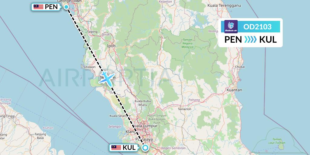 OD2103 Flight Status Batik Air Malaysia: Penang to Kuala Lumpur (MXD2103)