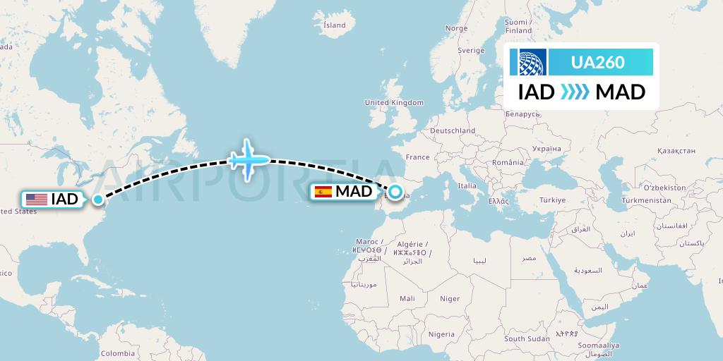 UA260 Flight Status United Airlines: Washington to Madrid (UAL260)
