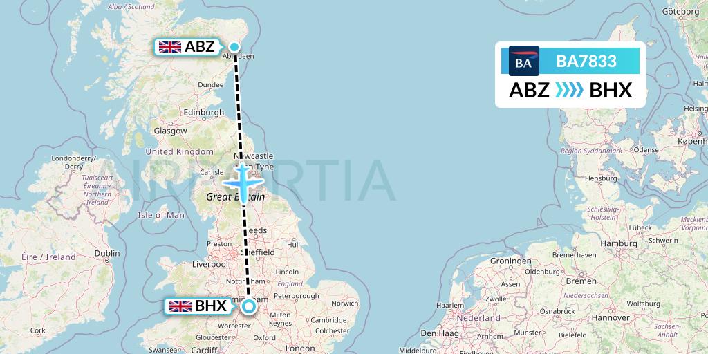 BA7833 Flight Status British Airways: Aberdeen to Birmingham (BAW7833)