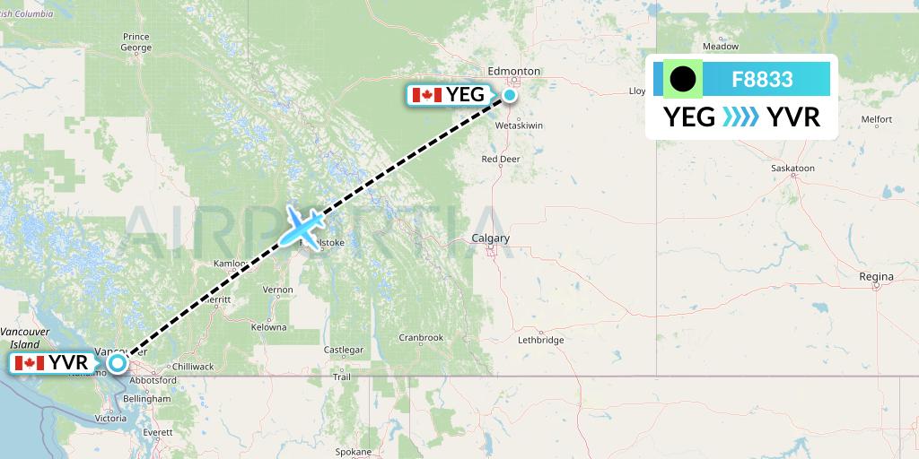 F8833 Flight Status Flair Airlines: Edmonton to Vancouver (FLE833)
