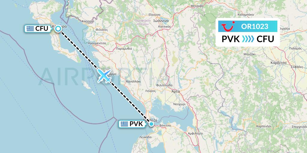 OR1023 Flight Status TUI fly Netherlands: Preveza to Corfu (TFL1023)