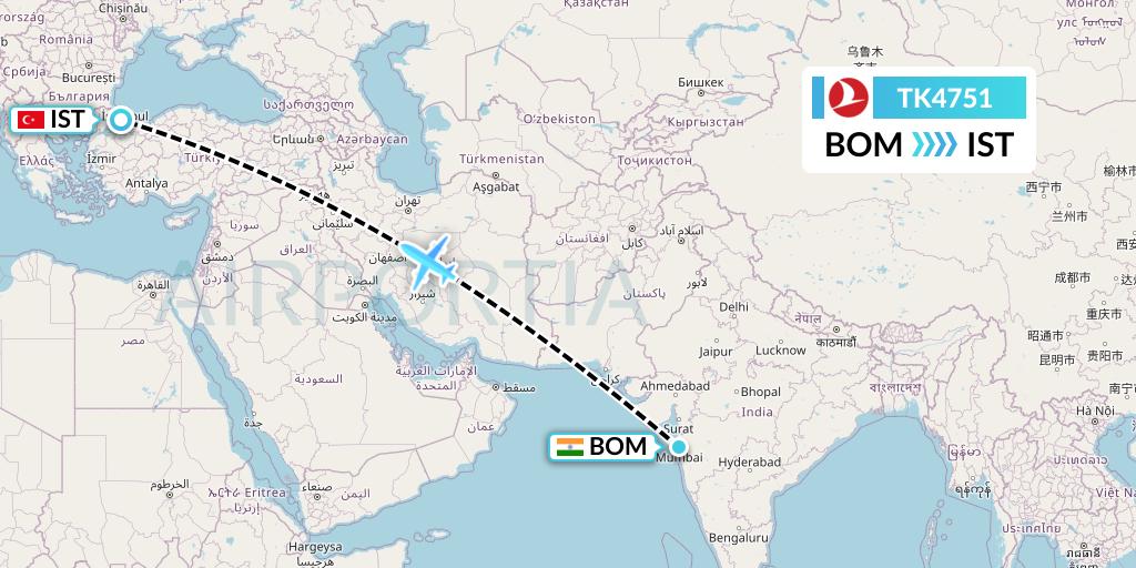 TK4751 Flight Status Turkish Airlines: Mumbai to Istanbul (THY4751)