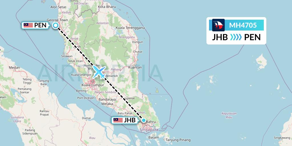 MH4705 Flight Status Malaysia Airlines: Johor Bahru to Penang (MAS4705)