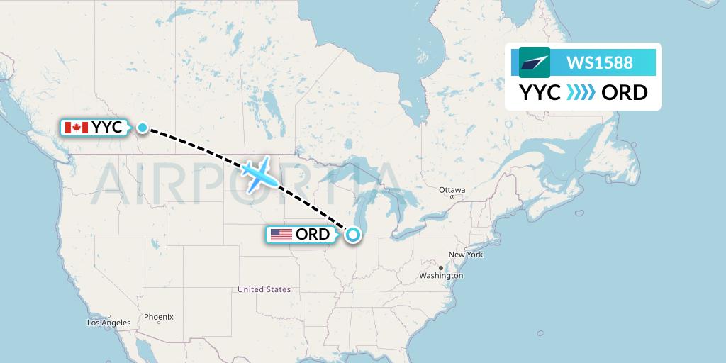 WS1588 Flight Status WestJet: Calgary to Chicago (WJA1588)