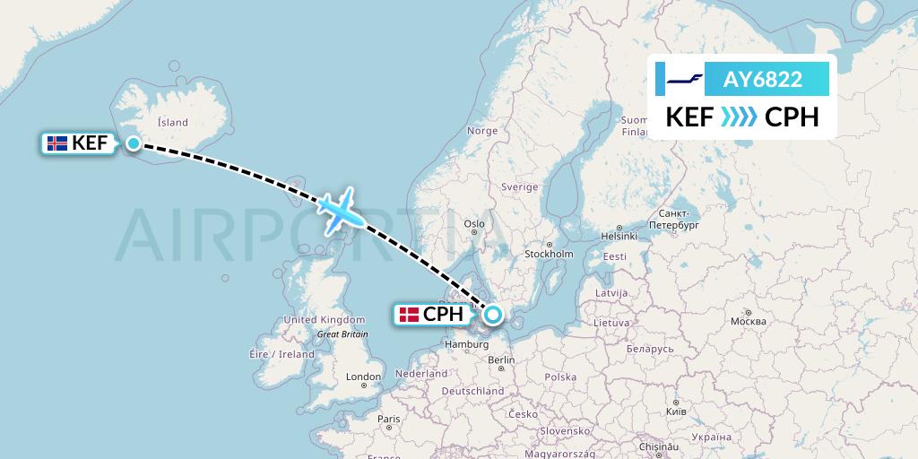 AY6822 Flight Status Finnair: Reykjavik to Copenhagen (FIN6822)