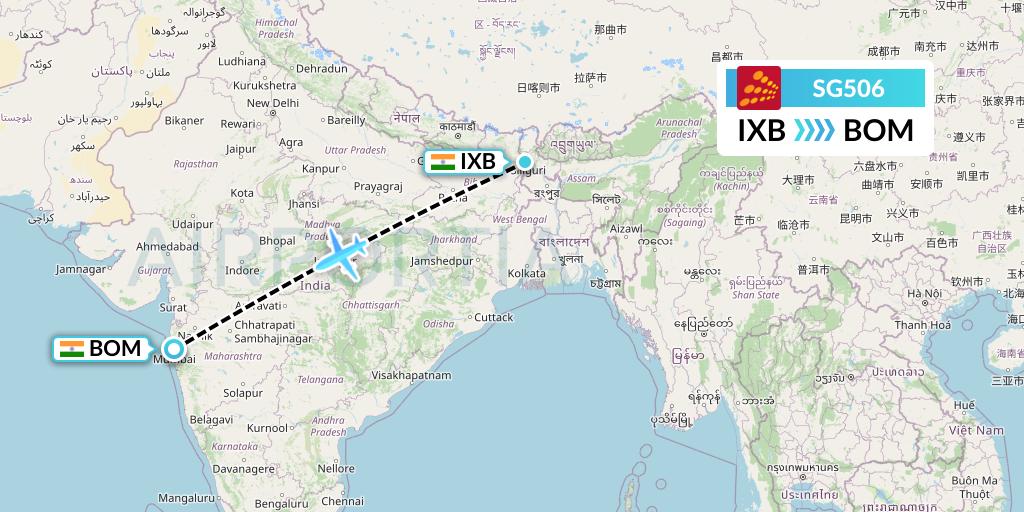 SG506 Flight Status SpiceJet: Siliguri to Mumbai (SEJ506)