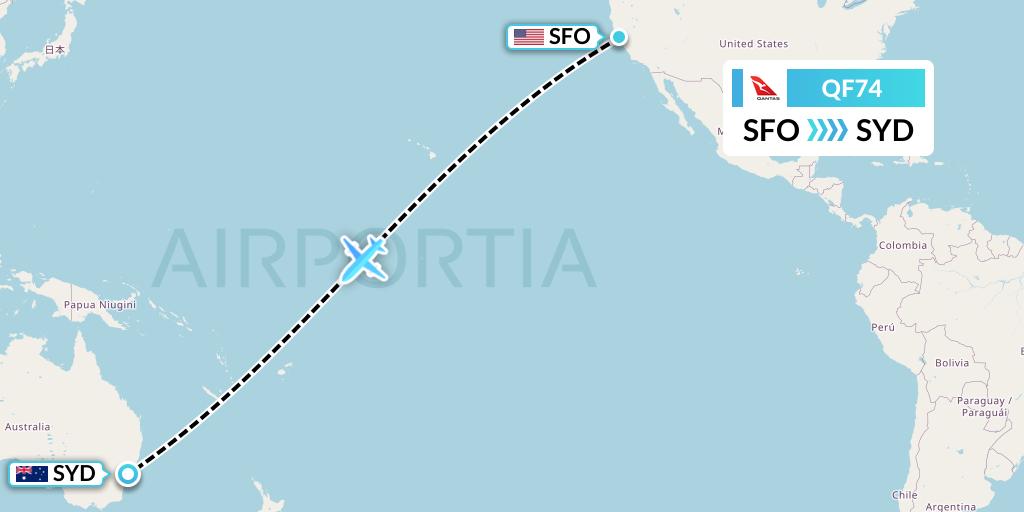 QF74 Flight Status Qantas: San Francisco to Sydney (QFA74)