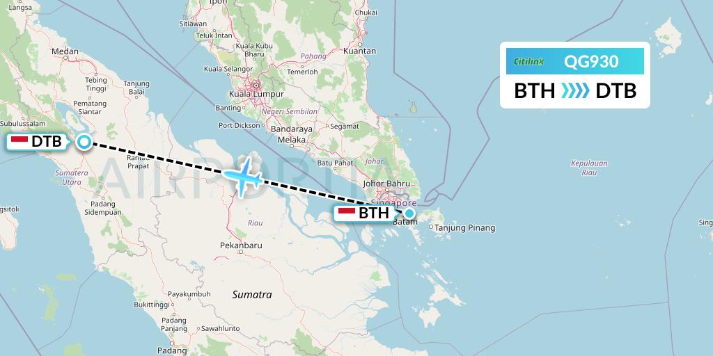 QG930 Flight Status Citilink: Batam to Medan-Sumatra Island (CTV930)