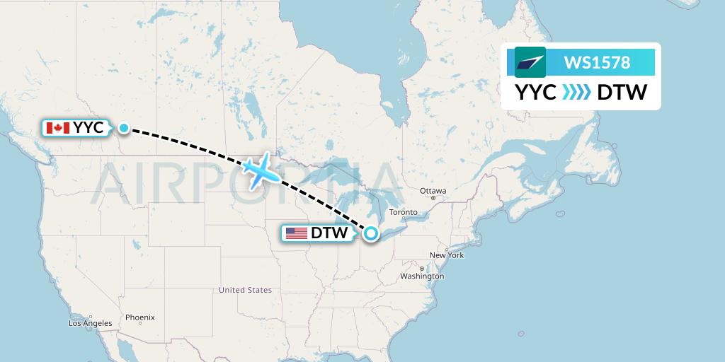WS1578 Flight Status WestJet: Calgary to Detroit (WJA1578)
