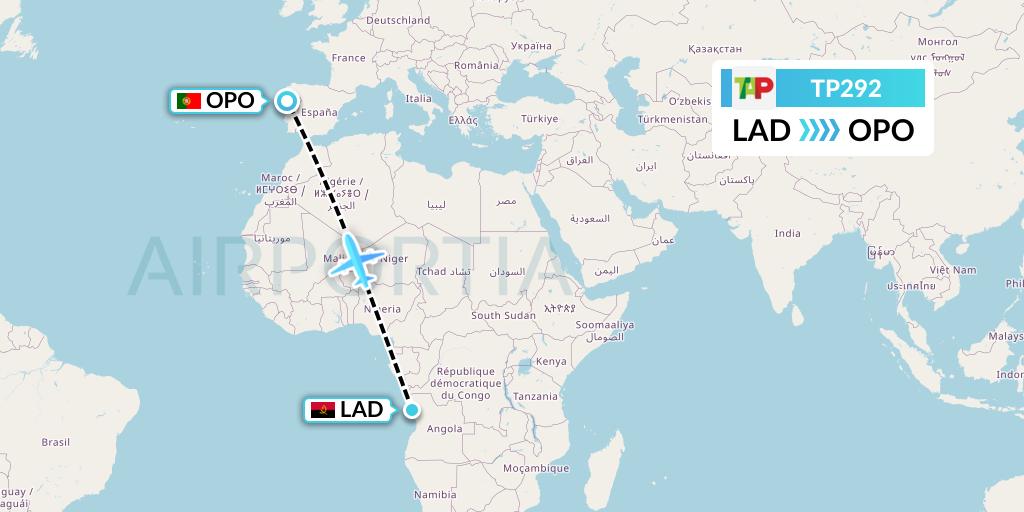 TP292 Flight Status TAP Portugal: Luanda to Porto (TAP292)