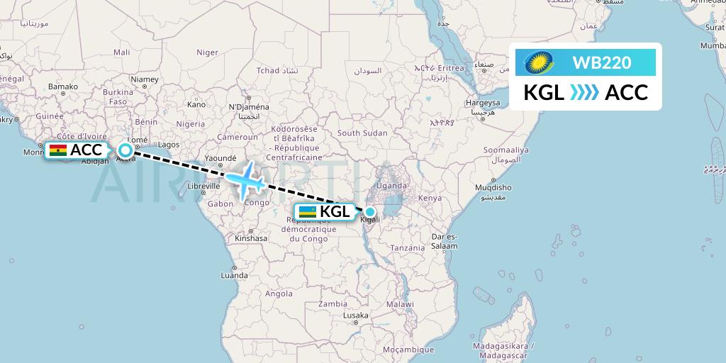 WB220 Flight Status RwandAir: Kigali to Accra (RWD220)