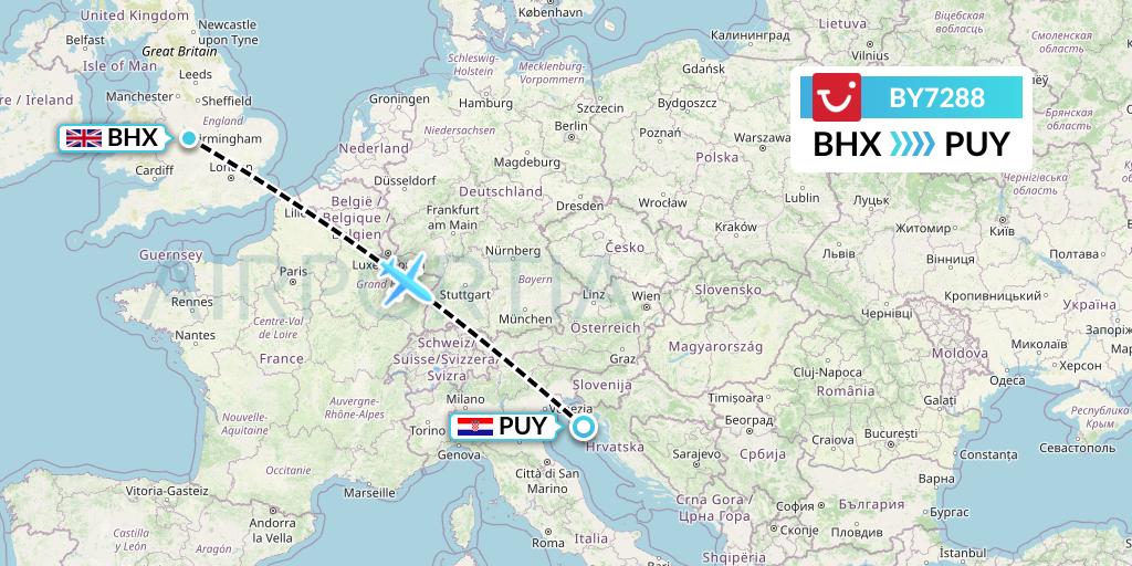 BY7288 Flight Status TUI Airways: Birmingham to Pula (TOM7288)