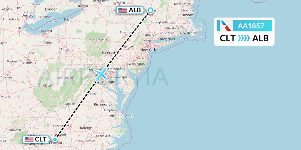 AA1857 Flight Status American Airlines: Charlotte to Albany (AAL1857)