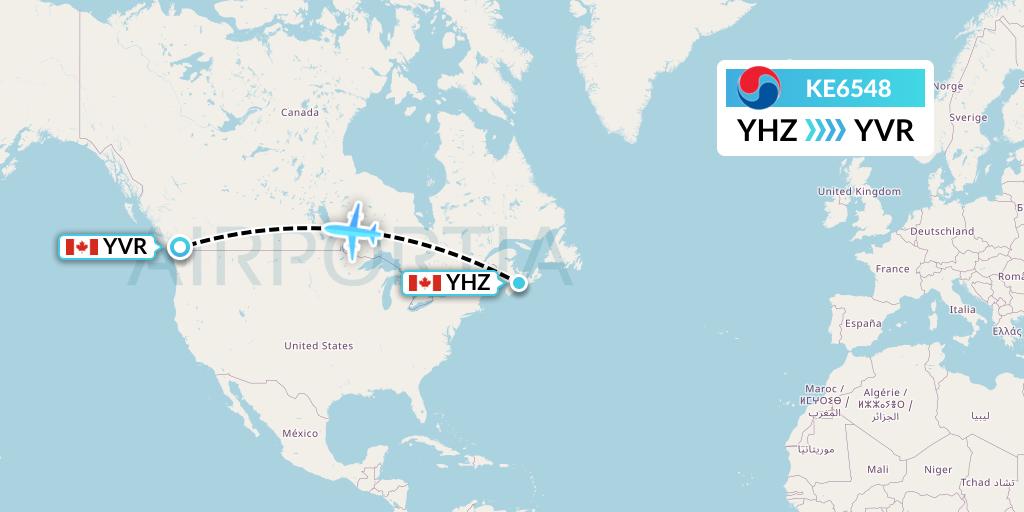 KE6548 Flight Status Korean Air: Halifax to Vancouver (KAL6548)