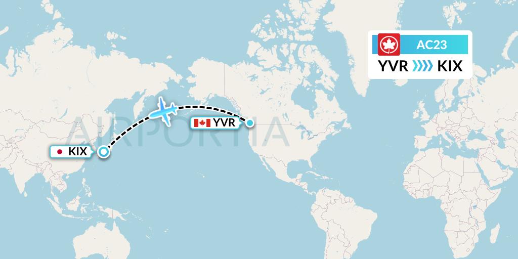 AC23 Flight Status Air Canada: Vancouver to Osaka (ACA23)